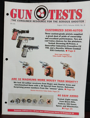 Gun Tests Magazine Aug 2021 Vol XXXIII No 8, $3 off shipping for 2 see ...