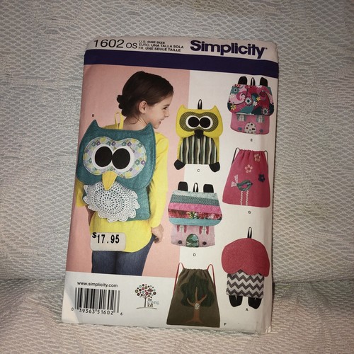 Simplicity Sewing Pattern 1602 Child’s Backpacks *UNCUT* | eBay
