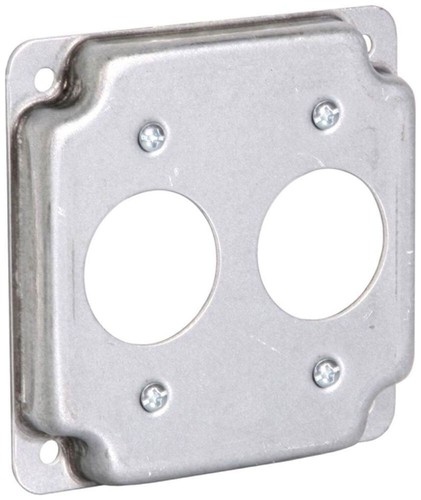 RACO 807C, 4" Box, 1/2" Raised, Steel, (2) Receptacle, Outlet Box Cover ...