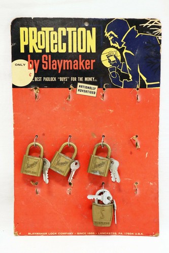 VINTAGE Slaymaker Protection Locks Store Display w/ 4 Locks Lancaster ...