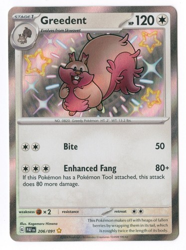 Shiny Greedent Paldean Fates 206/091 Pokemon TCG Card NM/M Holo | eBay