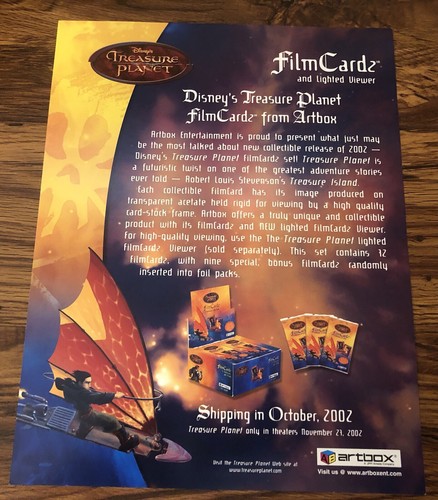 Disney Treasure Planet Trading Cards 8x11 Promo Sell Sheet By Artbox | eBay