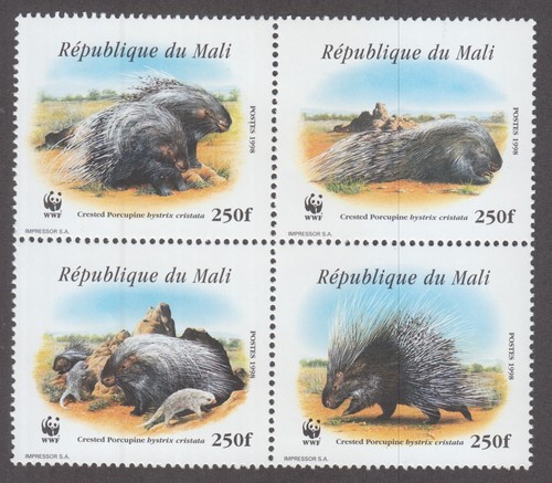 MALI Sc# 918a-d CPL MNH CLOCK of 4 WWF - PORCUPINES | eBay