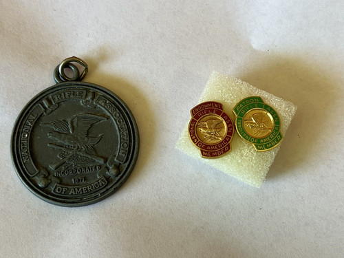 2 NRA Pins - Endowment & Patron Members + NRA Metal Coin/Key Chain ...