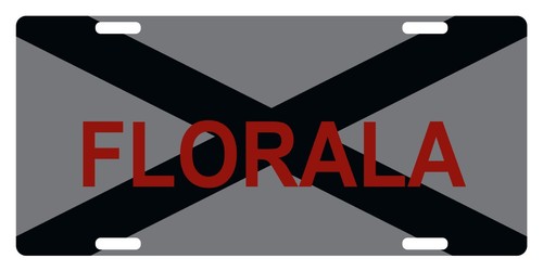 Alabama State Flag License Plate Gray & Black Version Florala | eBay