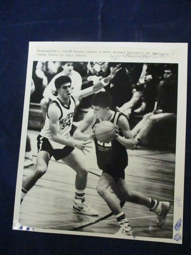 Vintage Derek Wessel dribbles around Ed Kelley EMass H.S. Glossy Press ...