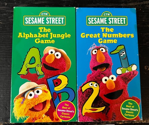 1998 Sesame Street VHS Tapes ALPHABET JUNGLE Game & GREAT NUMBERS Game ...