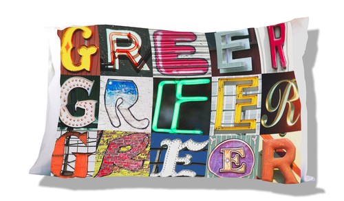 GREER Personalized Pillowcase featuring the name in photos of sign ...