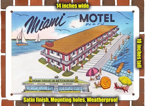 Metal Sign - New Jersey Postcard - Miami Motel, Miami Drive In ...