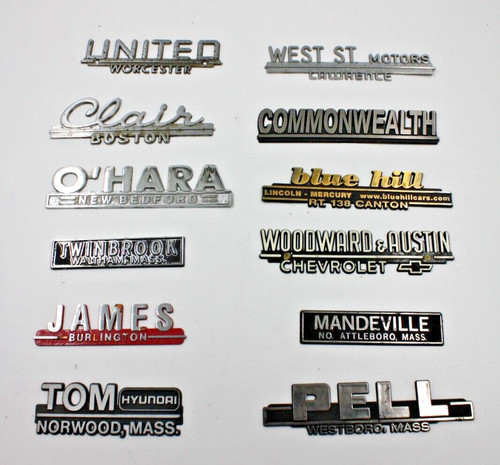 LOT of 12 Metal/Plastic Car Dealer Emblems New England Massachusetts | eBay