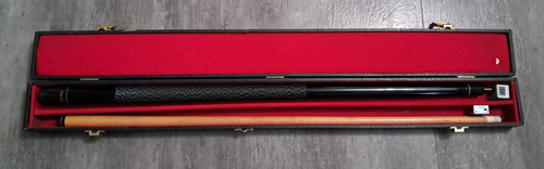 Vintage 2pc Excalibur Wooden Pool Cue 58" 20oz 2-Tone Black w/Hard Case ...