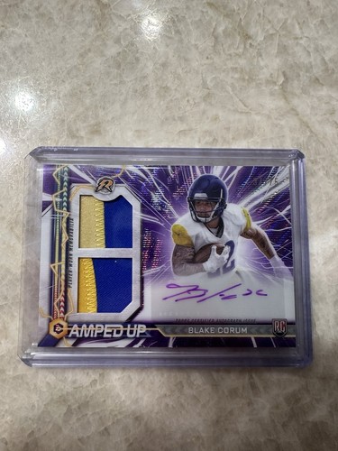 2024 Topps Resurgence Blake Corum Amped Up Rookie Patch Auto Purple ...