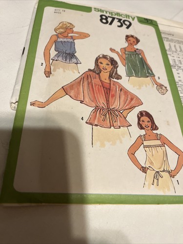 Vintage Simplicity Pullover Top, Jacket & Belt Pattern #8739 Size 12 ...