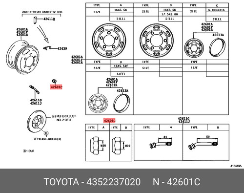 Genuine OE wheel nut, 4352237020 for TOYOTA 43522-37020 | eBay