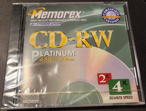 Memorex CD-RW 650 MB New Sealed 74 Minute CD Disc Write 4x Speed NEW ...