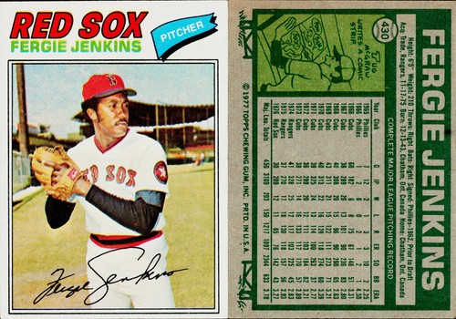 1977 Topps Baseball Card #430 Fergie Jenkins Boston Red Sox | eBay
