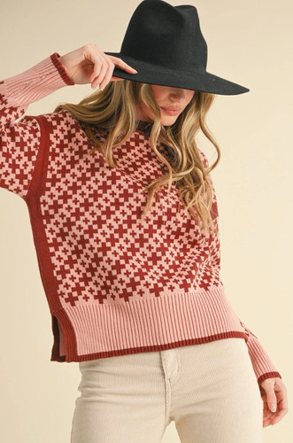 &Merci Pink Rust Women's L Crewneck Long Sleeve Knit Sweater Cozy Soft ...