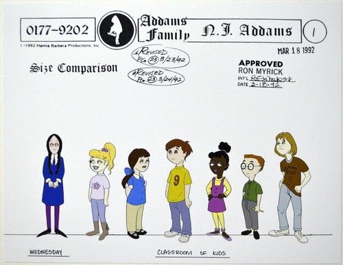 Addams Family Dead & Breakfast MODEL SHEET SIZE COMPARISON WEDNESDAY ...