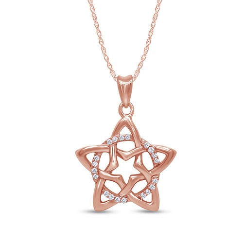 1/5ct Natural Diamond Pentacle Celtic Knot Star pendant Necklace 14k ...
