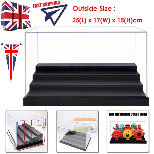 UK Acrylic Display Case 25x17x14cm Clear Plastic Base Box Dustproof ...