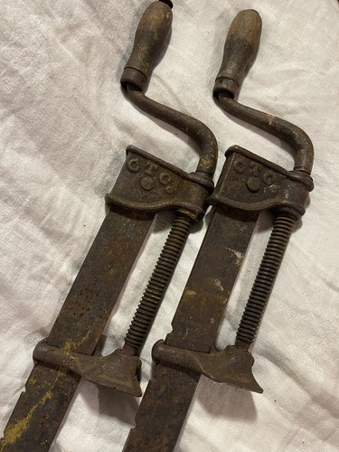 Matched Pair Antique Hargrave Iron Bar Clamp 51" Cincinnati Tool CTCo ...