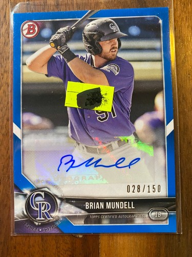 A67,407 - 2018 Bowman Prospect Autographs Blue #PABMU Brian Mundell/150 ...
