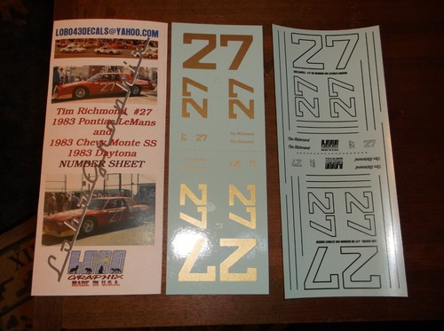 Tim Richmond #27 1983 OLD MILWAUKEE Pontiac/Chevy 1/24th scale decal ...
