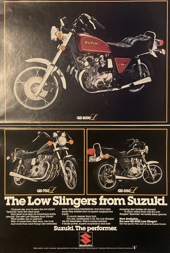 1979 Suzuki Low Slinger Motorcycle PRINT AD GS-750L GS-550L GS-1000L ...