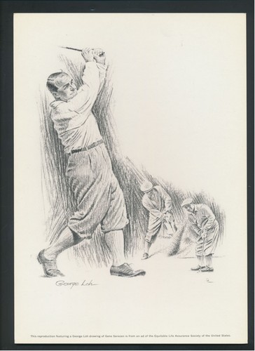 GENE SARAZEN 1980 REPRODUCTION OF 1961 GEORGE LOH DRAWINGS/ LITHOGRAPH ...