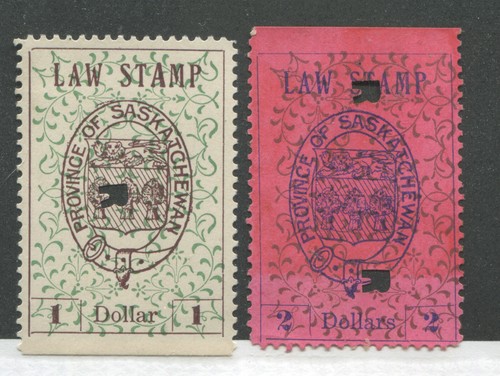 1907 Saskatchewan $1 and $2 Law stamps used | eBay