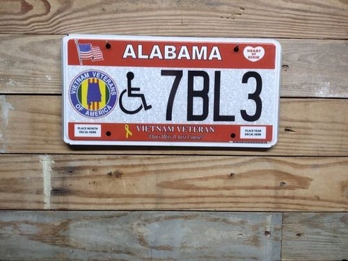 Alabama 2019 Vietnam Veteran handicap License plate 7BL3 | eBay