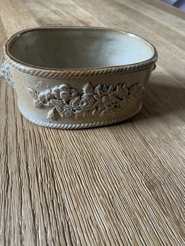 Antique Brampton Pottery salt glaze butter dish pot lion head 19th ...