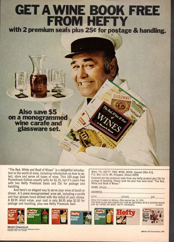 Vintage advertising print ad Hefty Trash Bags Red White Rose' Wine Book ...