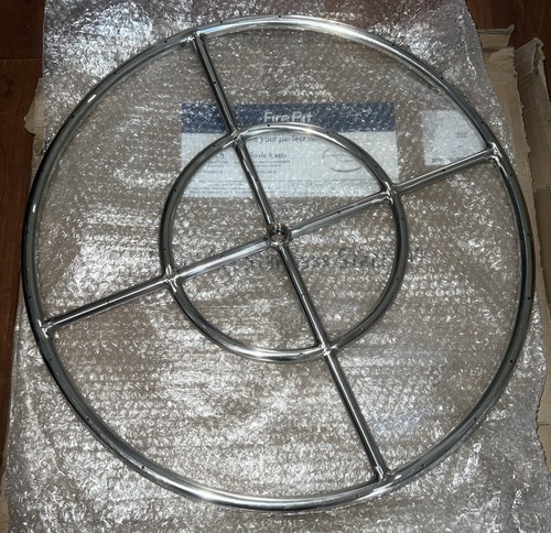 Fire Pit Essentials 24 Inch Round Stainless Steel Fire Ring Natural Gas ...