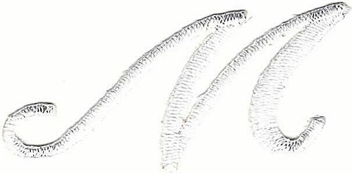 1 1/8" Fancy White Script Cursive Alphabet Letter M Embroidered Patch ...