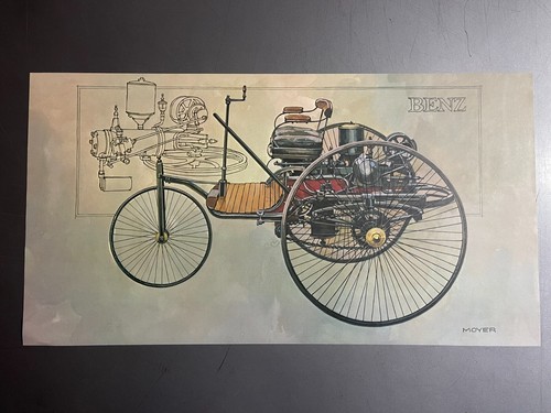 1886 Benz Tricycle Print Picture Poster - RARE!! Awesome Frameable L@@K ...