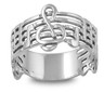 Sterling Silver Woman's Treble Clef Note Music Singing Ring Band 12mm ...