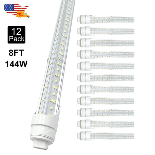 F96T12 HO 144W 8FT Led Shop Lights 2 Pin 6500K Daylight Double End ...