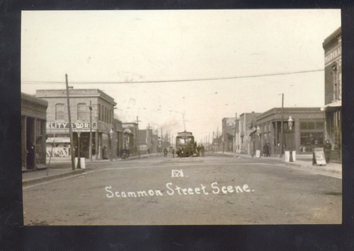 REAL PHOTO SCAMMON KANSAS DOWNTOWN STREET SCENE STORES POSTCARD COPY | eBay