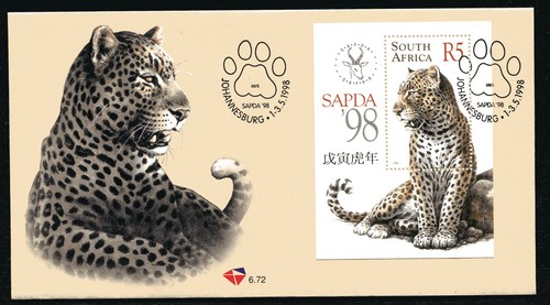 SOUTH AFRICA 1998, WILD ANIMAL: LEOPARD - FELINE, Scott 1053 S/S on F.D ...