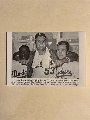 Don Drysdale Lou Johnson Wes Parker Dodgers WS 1965 Baseball ...