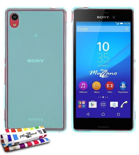 COQUE SONY XPERIA M4 AQUA GLOSSY HYBRID BLEU TURQUOISE SILICONE SOUPLE ...
