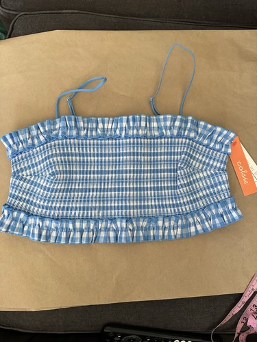 Colsie Tube Top Style Corset, Stretchy Blue/white Gingham Pattern Size ...