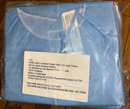 AAMI Level 1 Blue Hospital Isolation Gowns - Size S/M- 100% Polyester ...