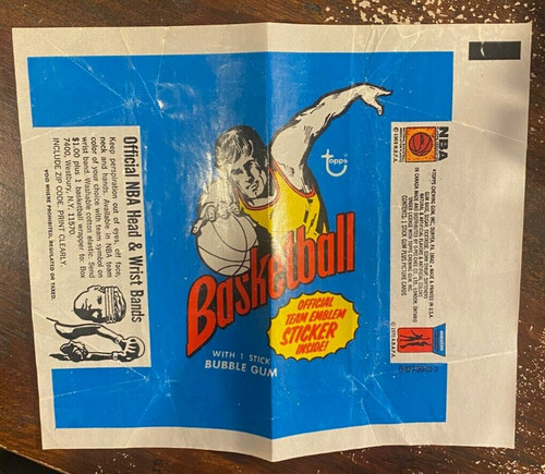 1973-74 Topps Basketball Wax Pack Wrapper with NBA Head & Wrist Bands 🏀 ...