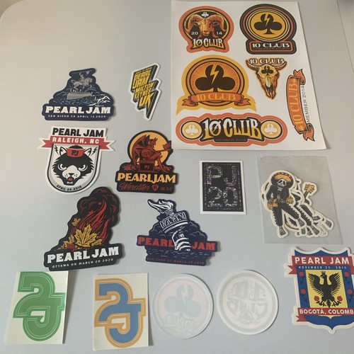 Pearl Jam - Sticker Lot - Ten Club, Concerts, Window Decals | eBay