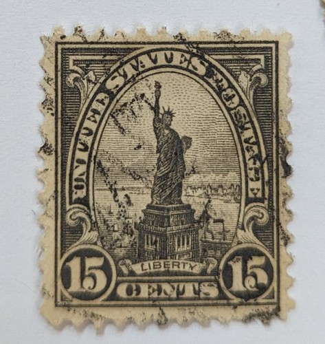 United States Postage 1931 Stamp, 15 Cents Statue Of Liberty, Grey ...