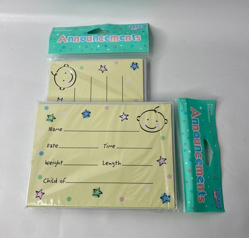 2 Pks Of 8 Count Paper Art Baby Birth Announcements W/Envelopes | eBay