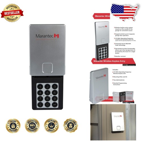 Marantec Ergonomic Wireless Keyless Garage Door Control with Easy ...