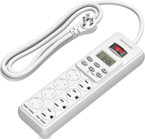 8 Outlet Power Strip Timer 4 Timed/4 Always on Indoor Digital Reptile ...